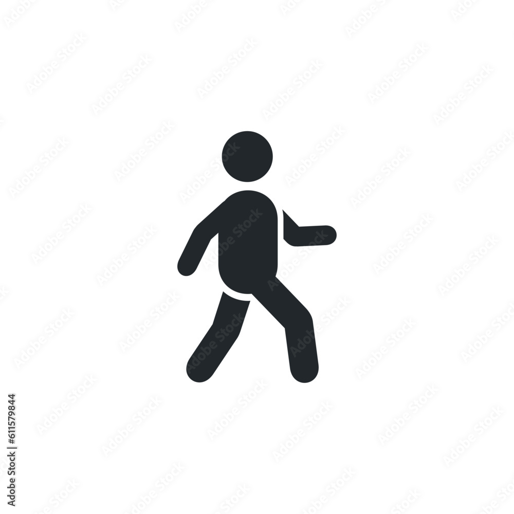 flat vector image isolated on white background, walking man icon, road ...