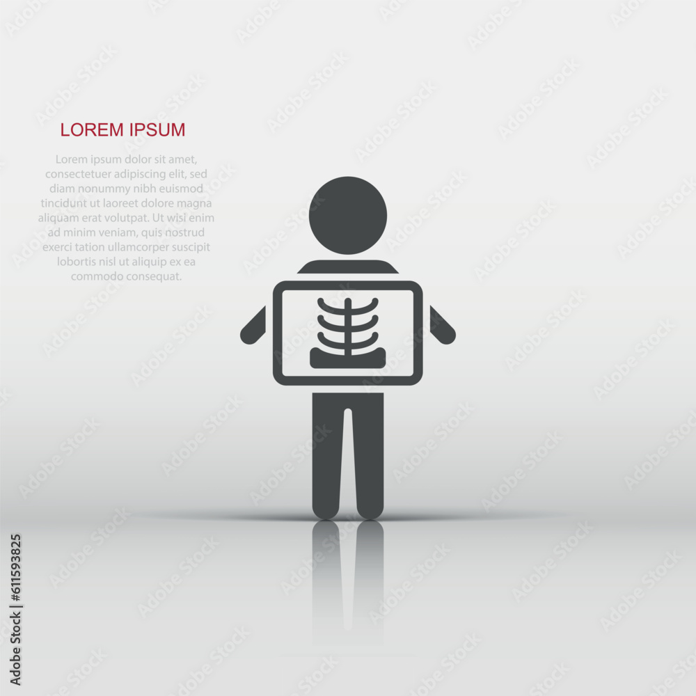 X-ray icon in flat style. Radiology vector illustration on white ...