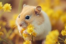 Cute Hamster With Flowers Free Stock Photo - Public Domain Pictures