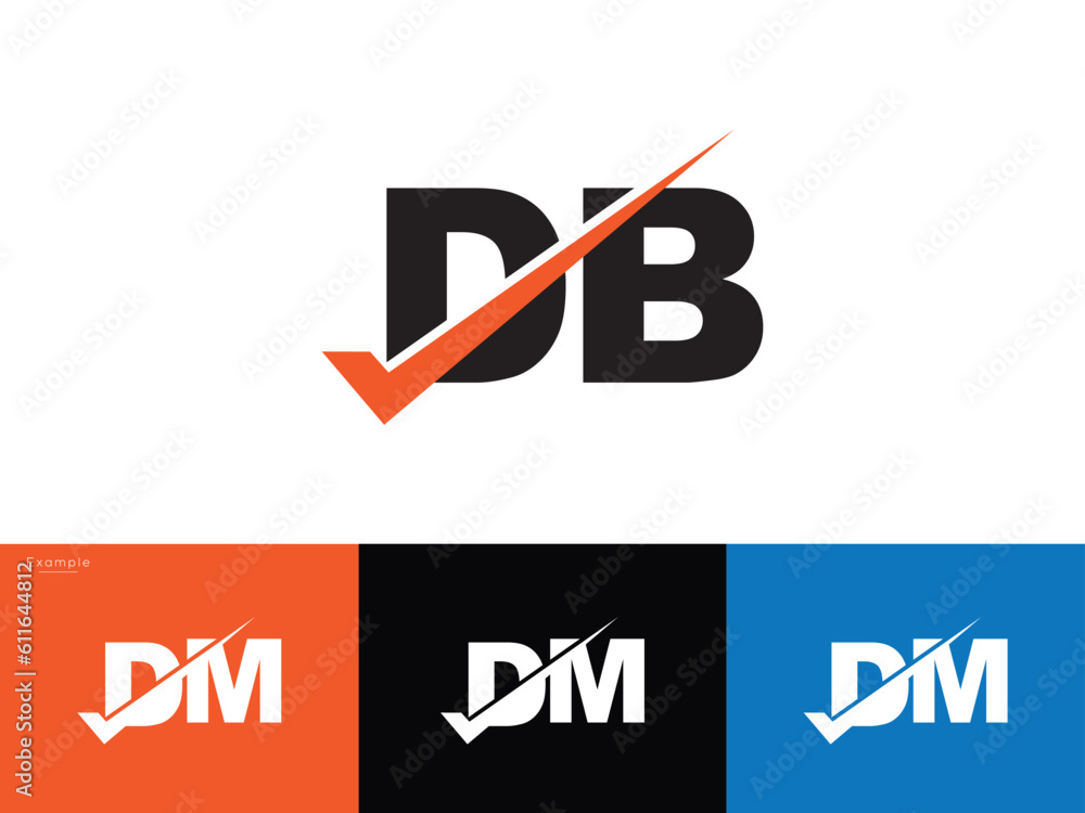 Checkmark Logo db bd Letter Symbol Design Stock Vector | Adobe Stock