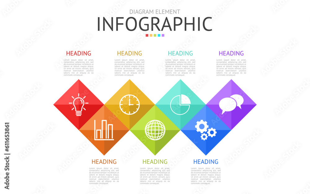 rainbow pyramid diamonds for infographic. used for process diagram ...