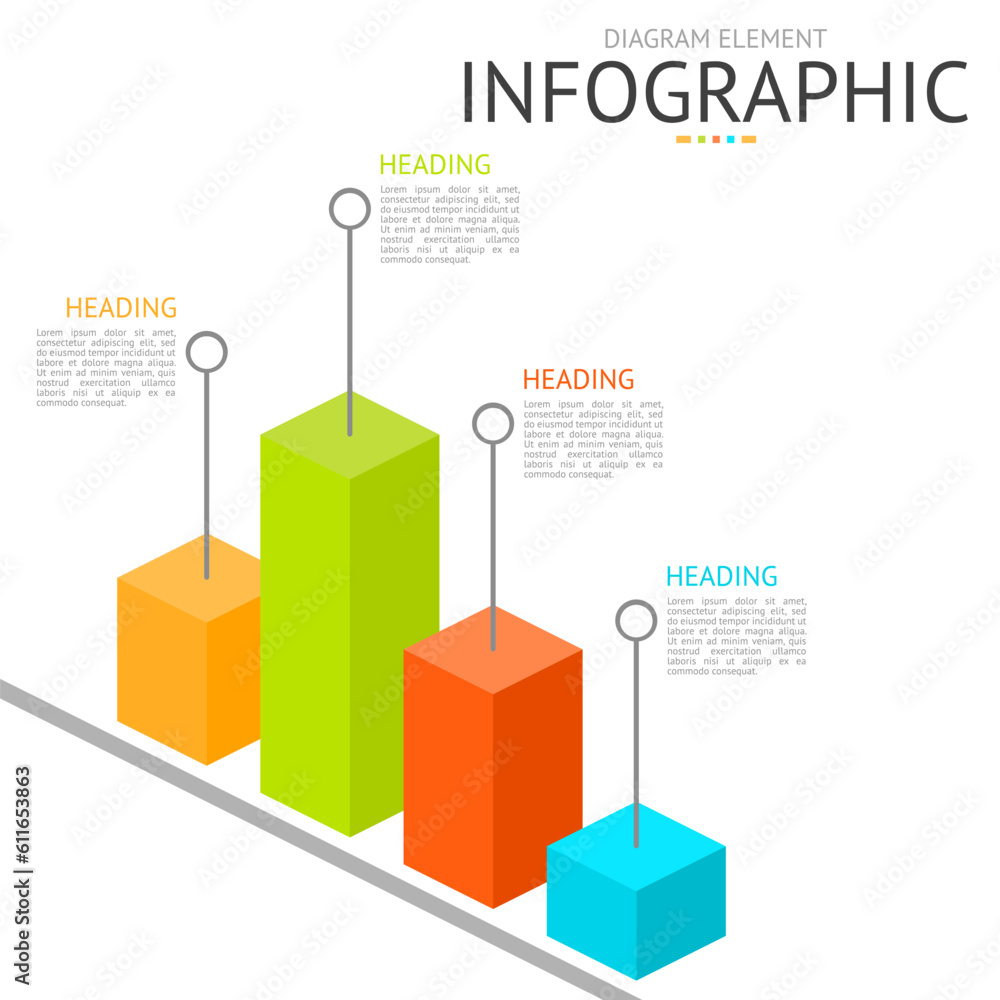 Vector de Stock isometric cube bar graph for infographic. used for process diagram, presentation ...