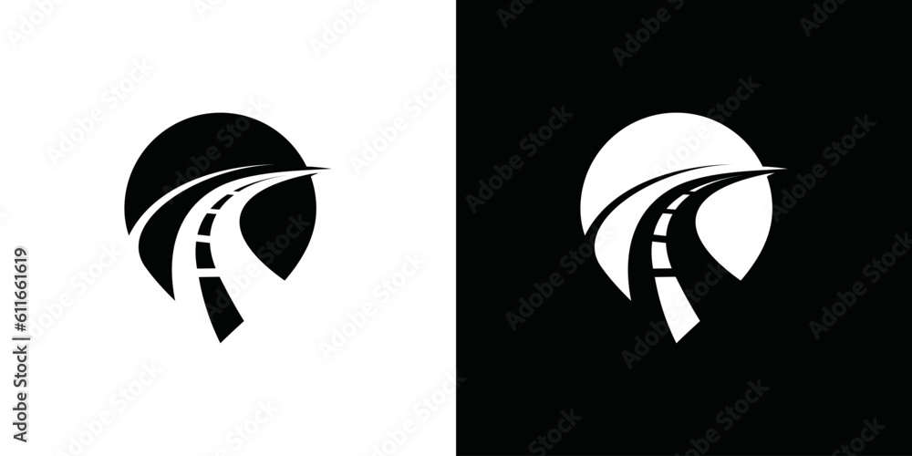 road map logo design template, location point and route map icon vector ...