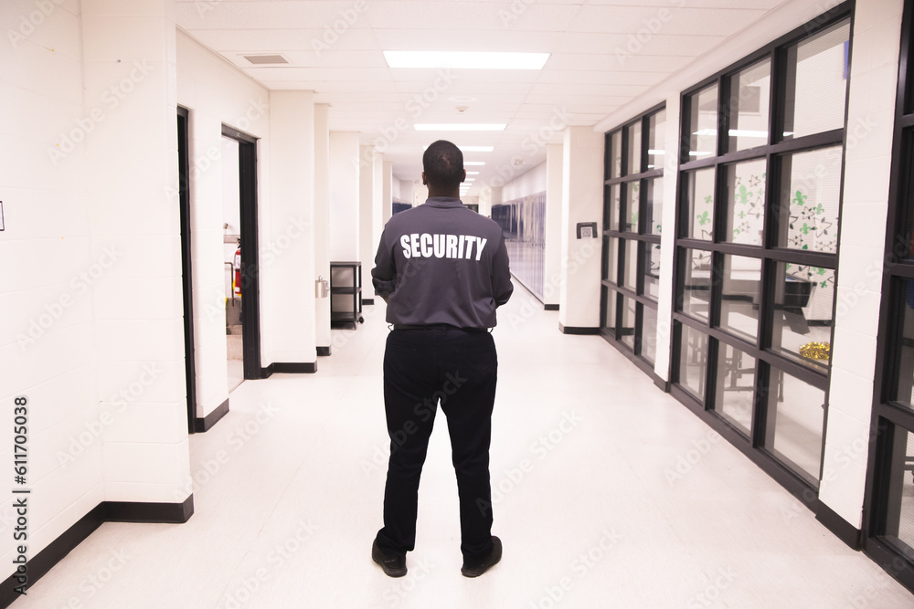 Security guard patrolling at school Stock Photo | Adobe Stock
