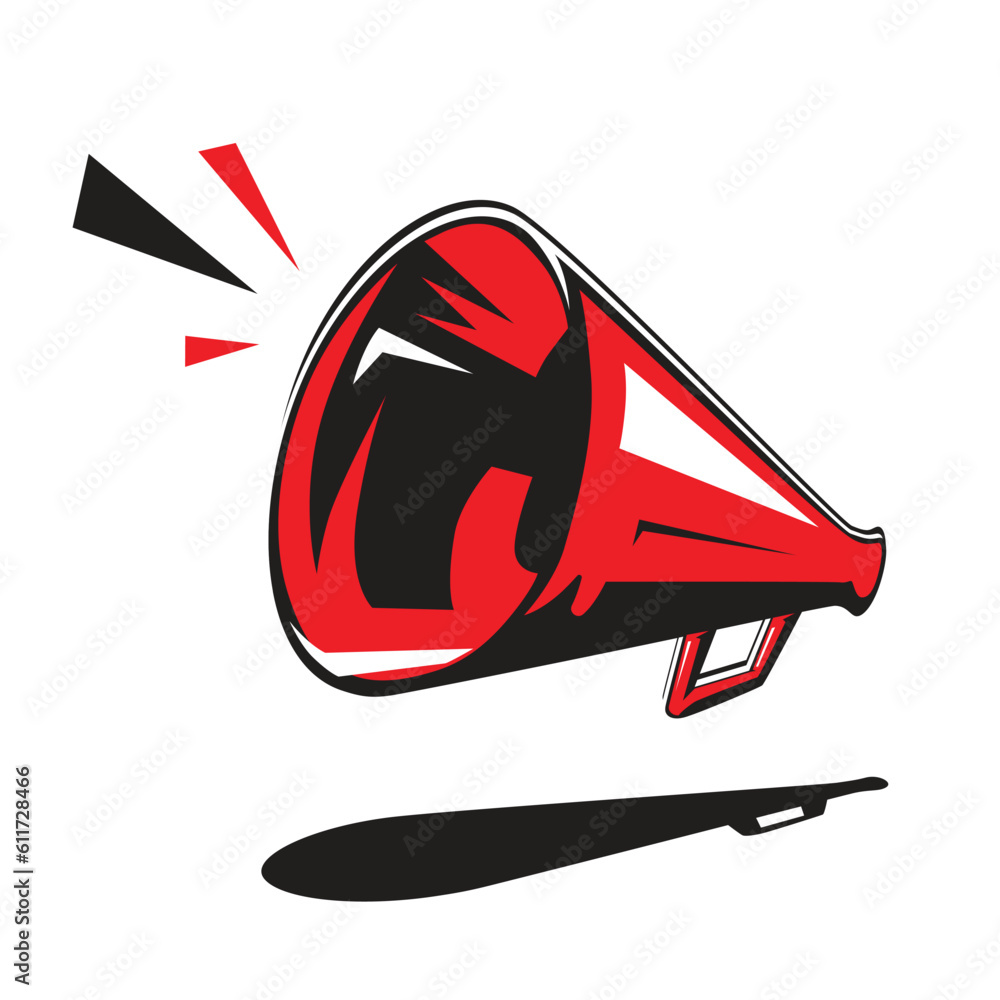 Vector illustration of a megaphone isolated on white background ...