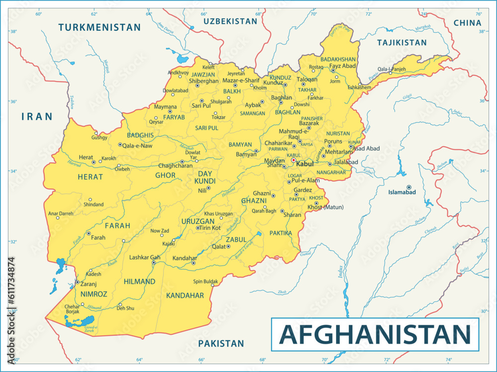 Afghanistan map - highly detailed vector illustration Stock Vector ...