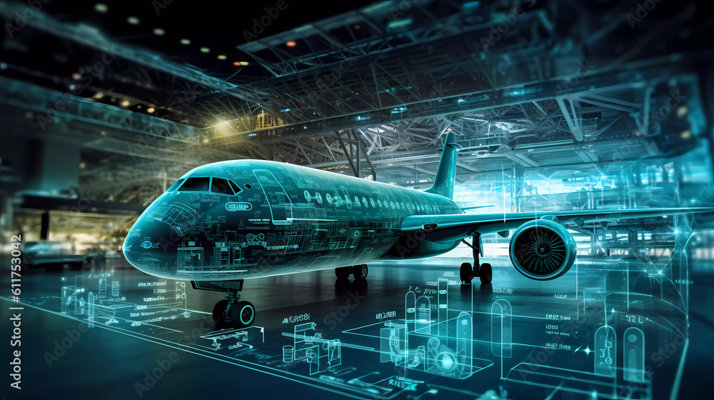 The Future of Flight: AI-Powered Airplanes Revolutionizing Aviation, Generative AI. Stock ...