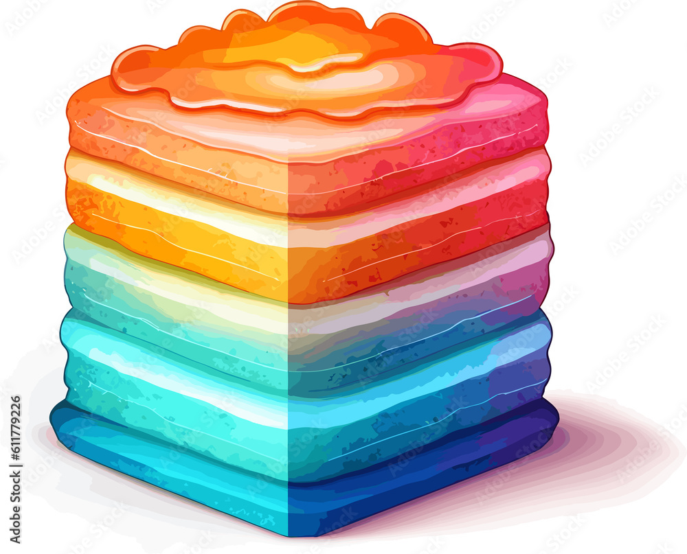 Cartoon Ombre Layer Cake Design, Png, illustration, Generative AI Stock ...