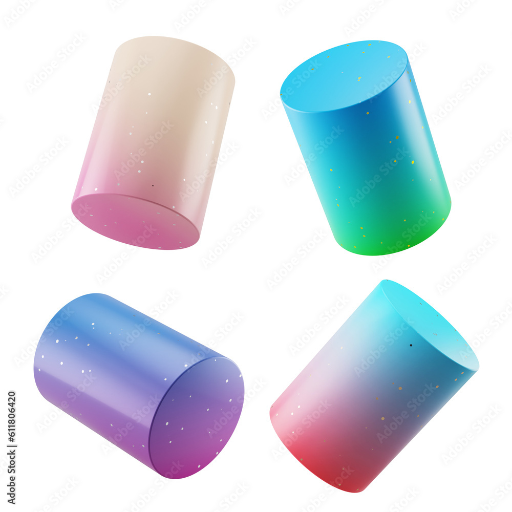 multi angle 3d shapes collection set cylinder with modern candy color ...