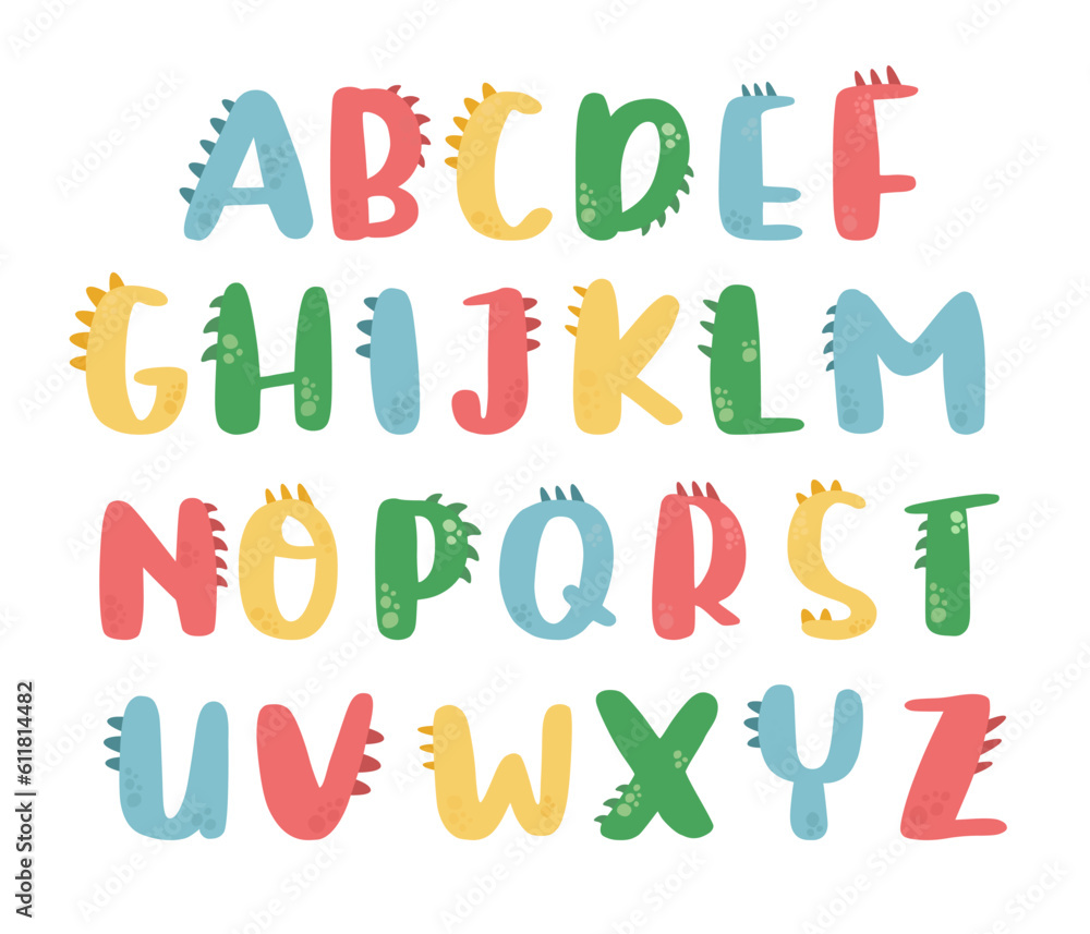 Dinosaur alphabet letters. Cartoon cute Dinosaur alphabet. Dino font with letters. 素材庫向量圖 ...