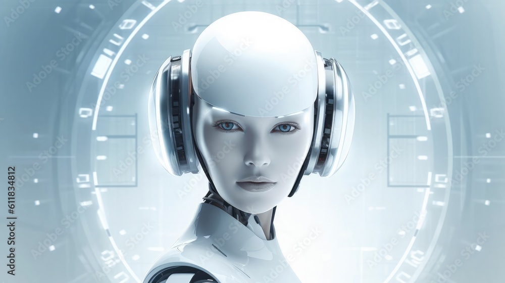 AI robot profile, Section showing the brain and internal working system ...