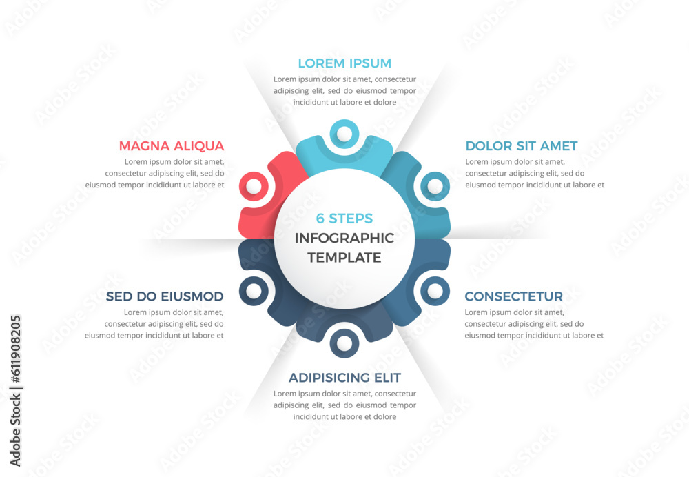 Circle diagram with 6 steps with place for your text, infographic ...
