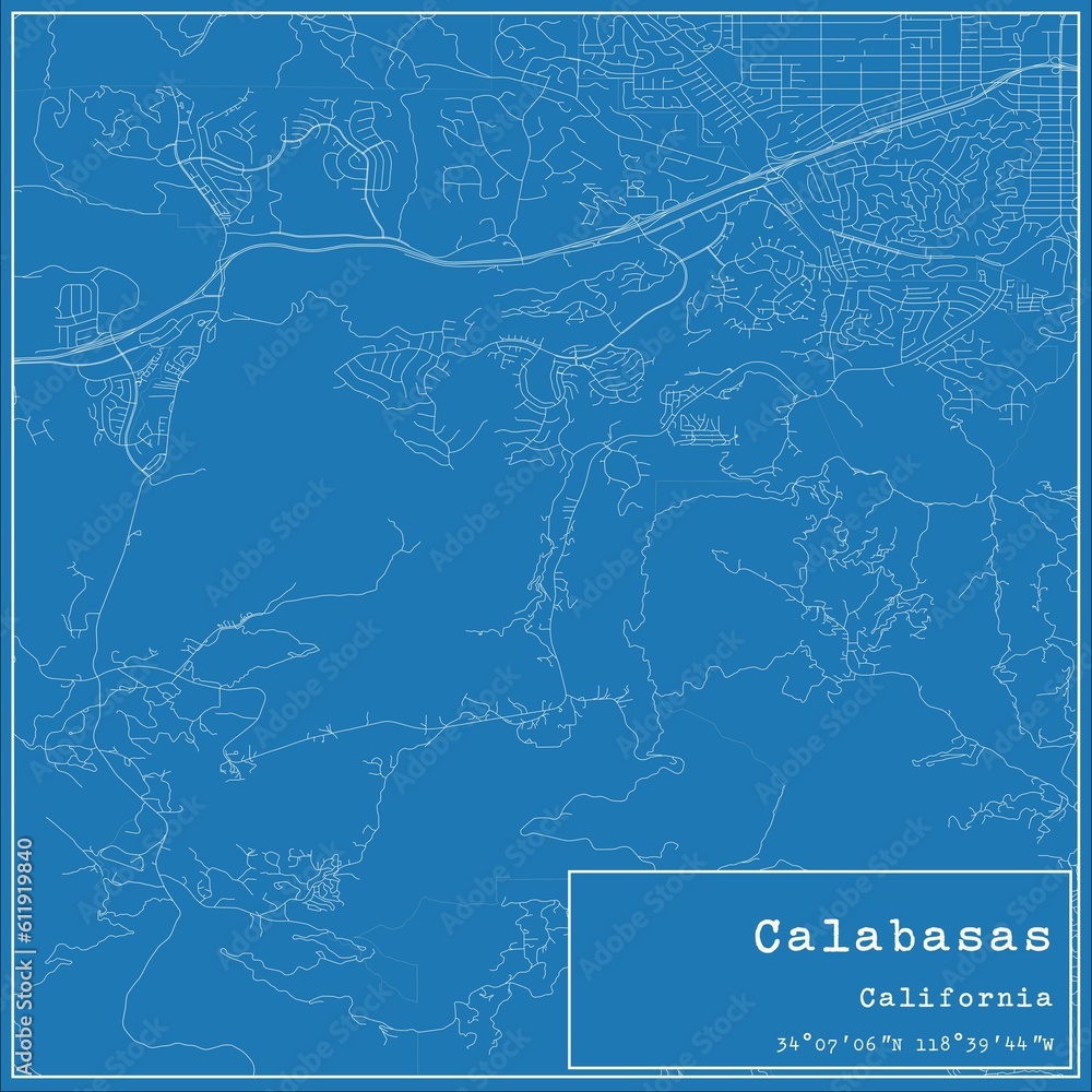 Blueprint US city map of Calabasas, California. Stock Illustration ...