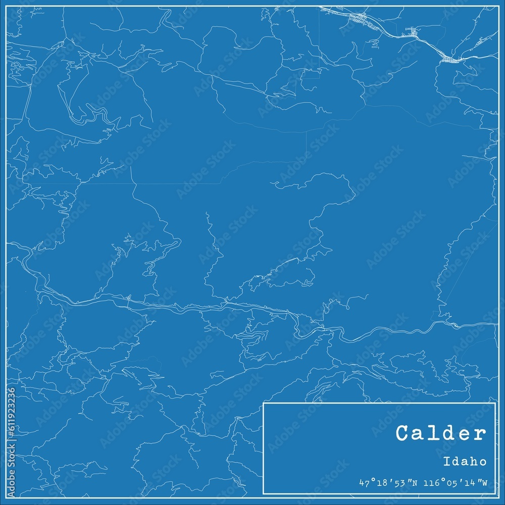 Blueprint US city map of Calder, Idaho. Stock Photo | Adobe Stock