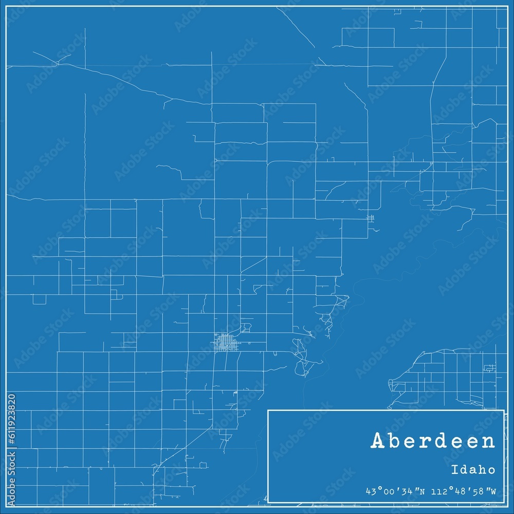 Blueprint US city map of Aberdeen, Idaho. Stock Illustration | Adobe Stock
