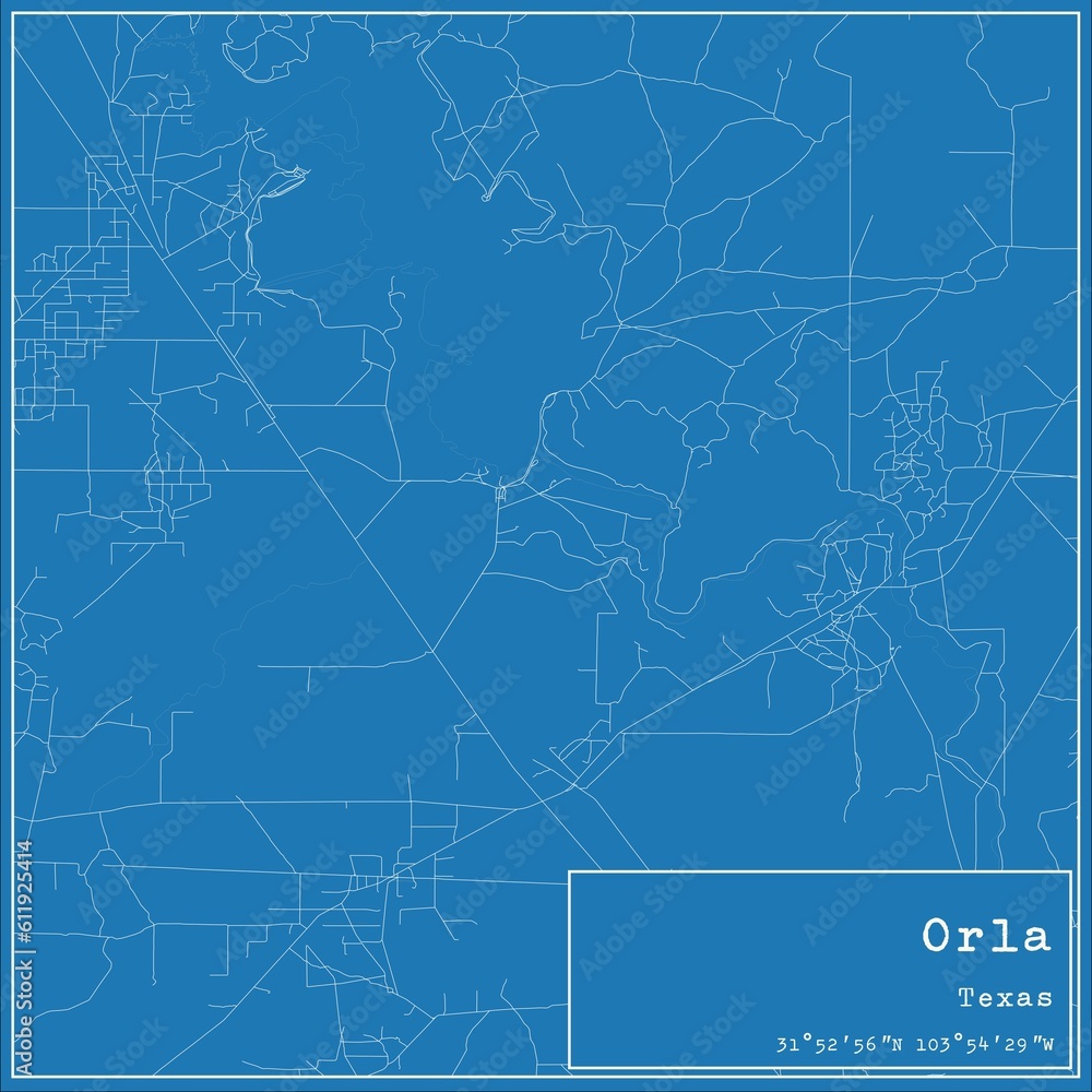 Blueprint US city map of Orla, Texas. Stock Illustration | Adobe Stock