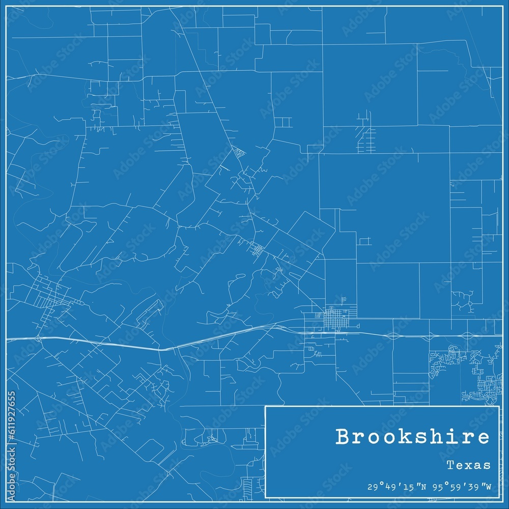 Blueprint US city map of Brookshire, Texas. Stock Illustration | Adobe Stock