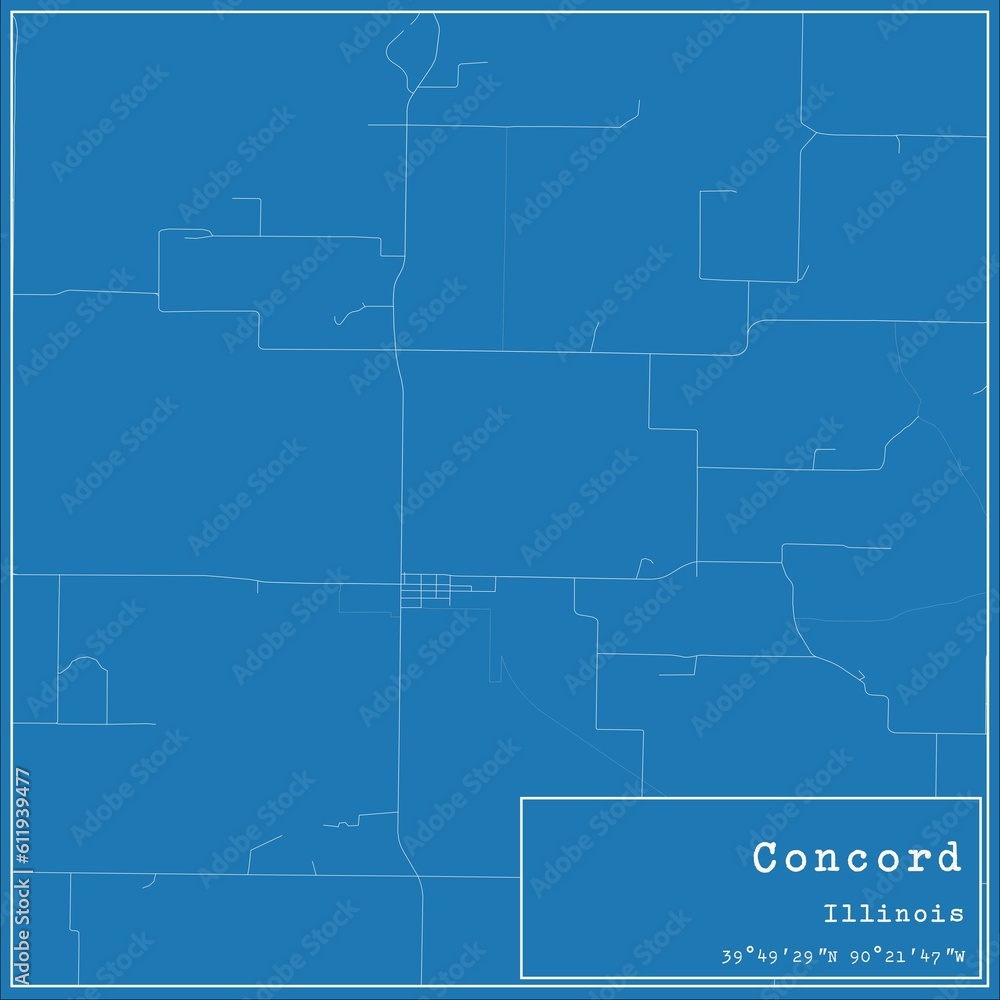 Blueprint US city map of Concord, Illinois. Stock Illustration | Adobe ...