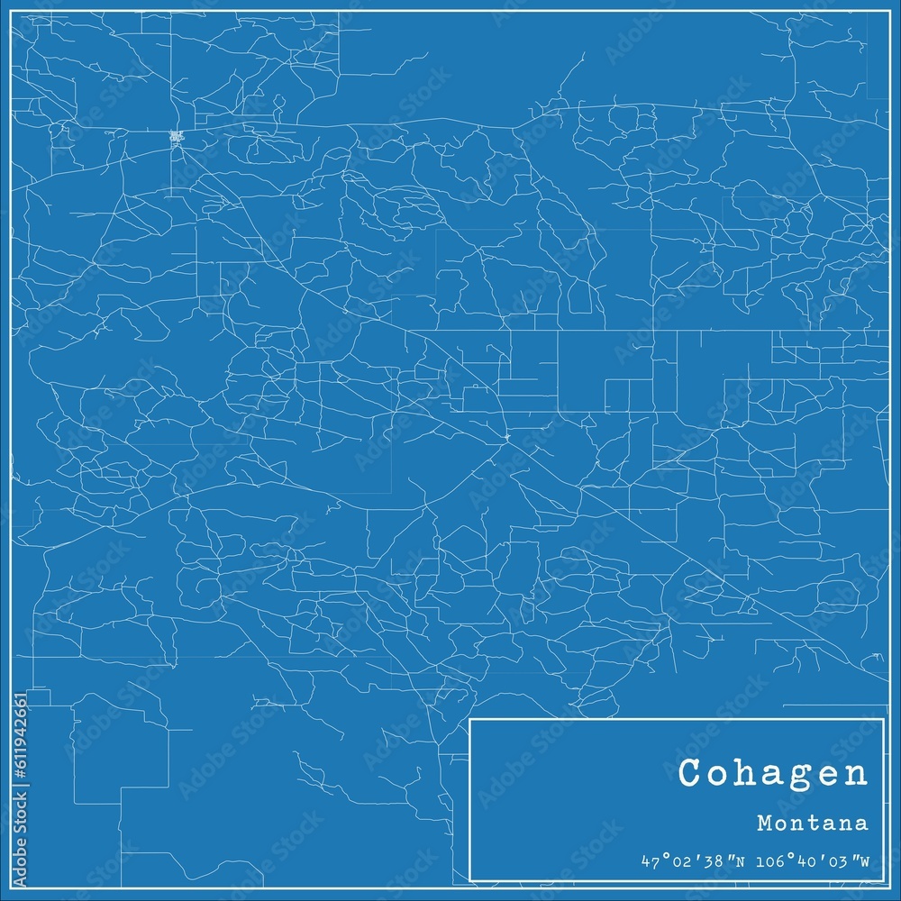 Blueprint US city map of Cohagen, Montana. Stock Illustration | Adobe Stock