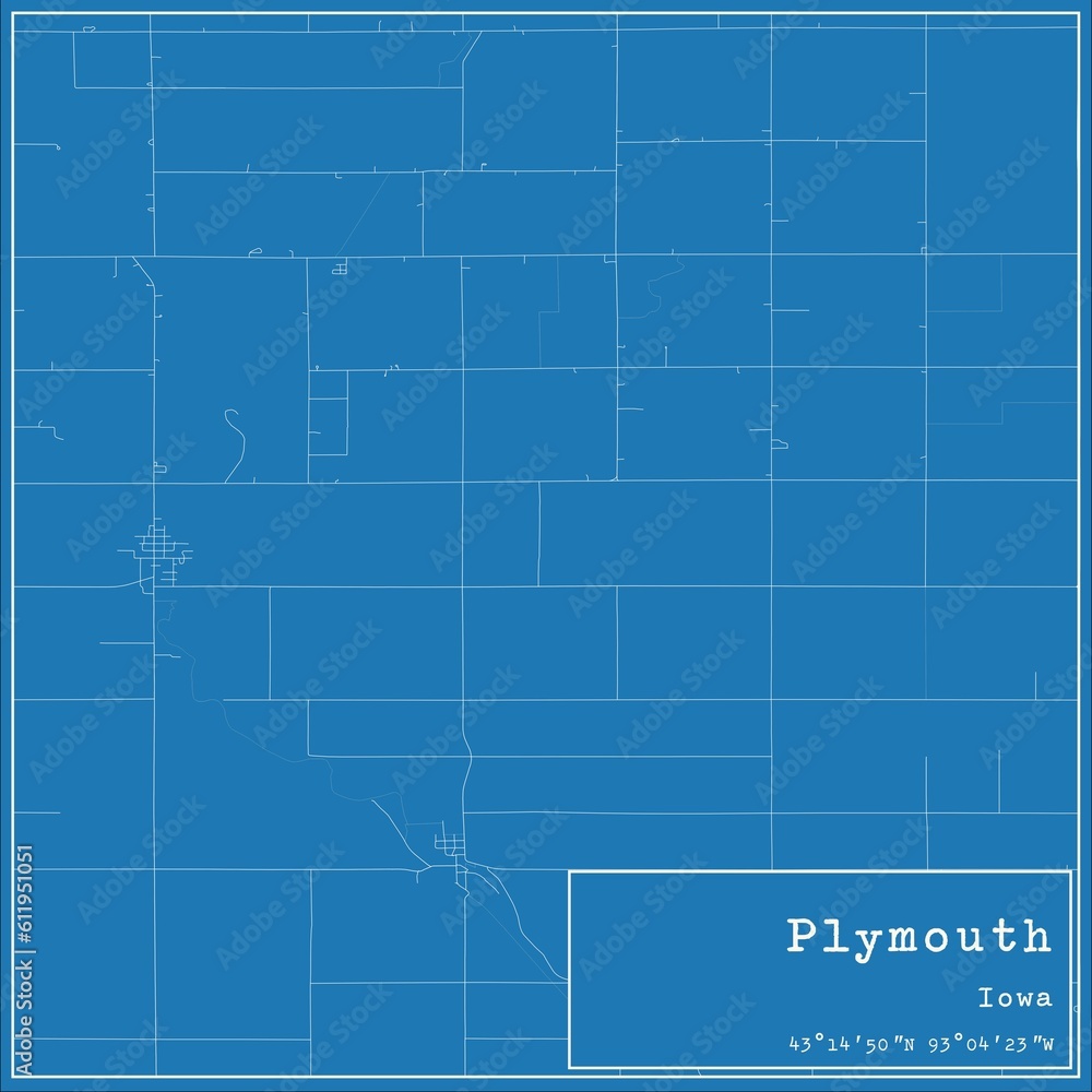Blueprint US city map of Plymouth, Iowa. Stock Photo | Adobe Stock
