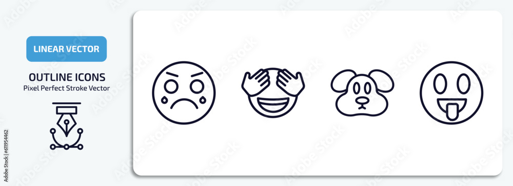 emoji outline icons set. emoji thin line icons pack included cry emoji ...