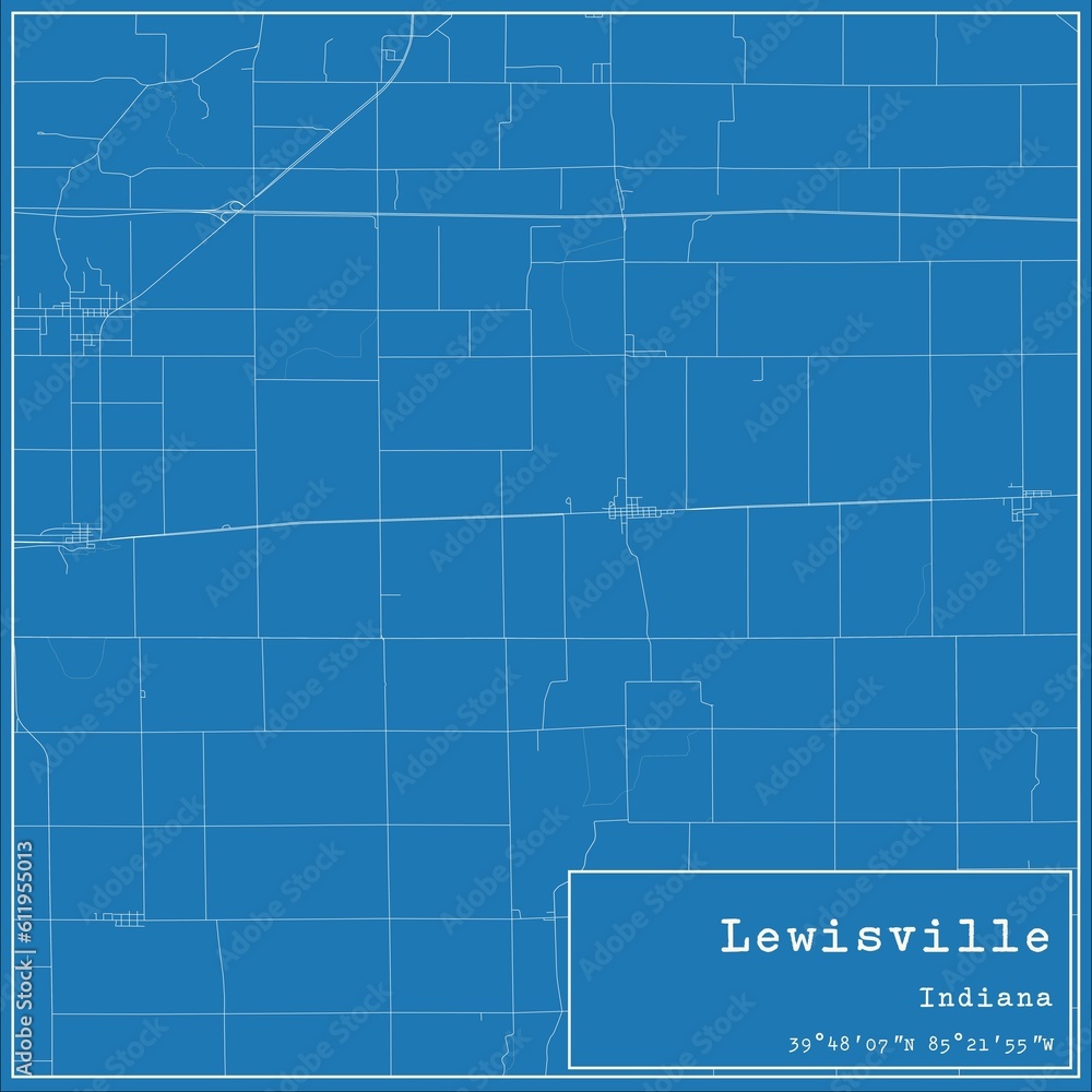 Blueprint US city map of Lewisville, Indiana. Stock Photo | Adobe Stock