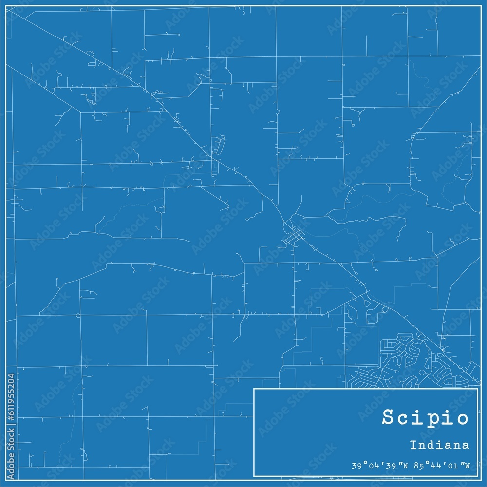 Blueprint US city map of Scipio, Indiana. Stock Illustration | Adobe Stock