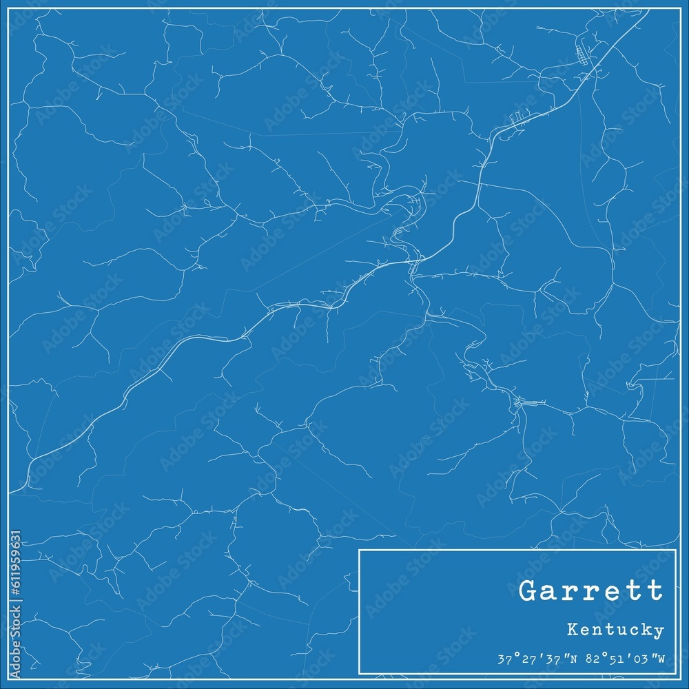 Blueprint US city map of Garrett, Kentucky. Stock Illustration | Adobe ...