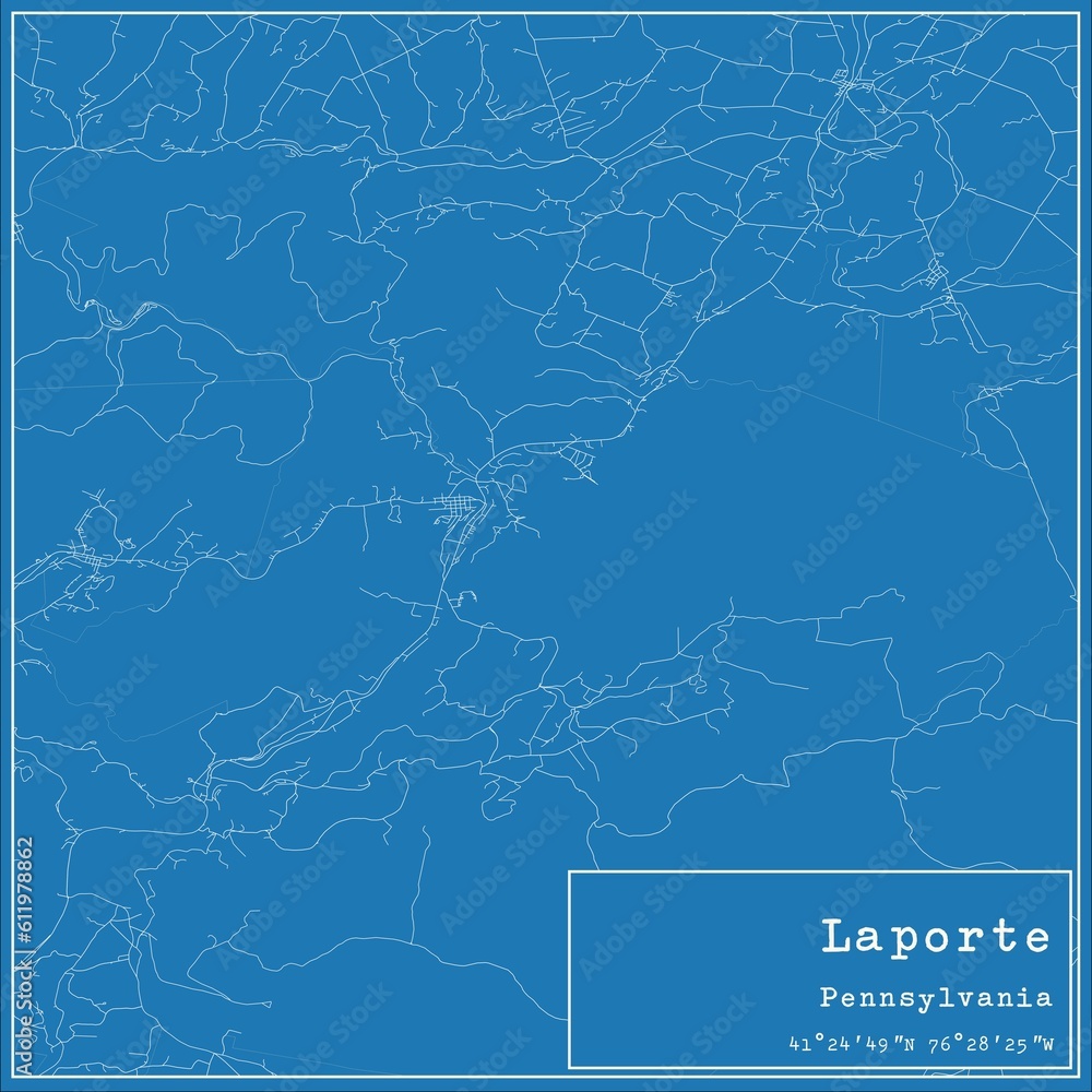 Blueprint US city map of Laporte, Pennsylvania. Stock Illustration ...