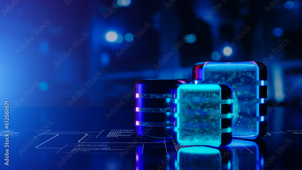 Illustration Stock Multiple database is placed on Relational database ...