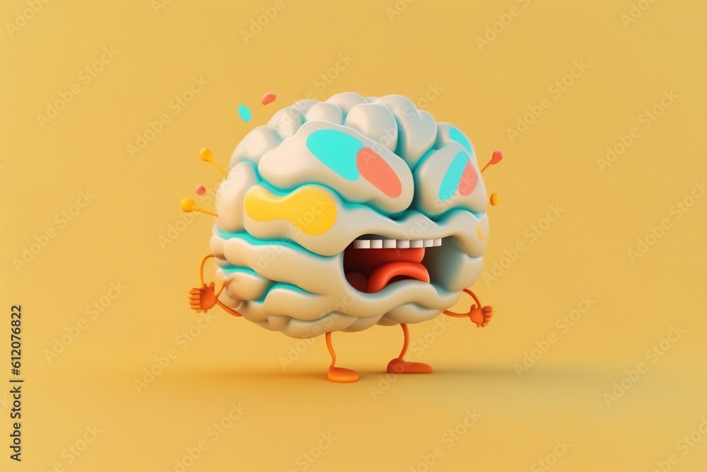 Brain. Cute cartoon healthy human anatomy internal organ character set ...