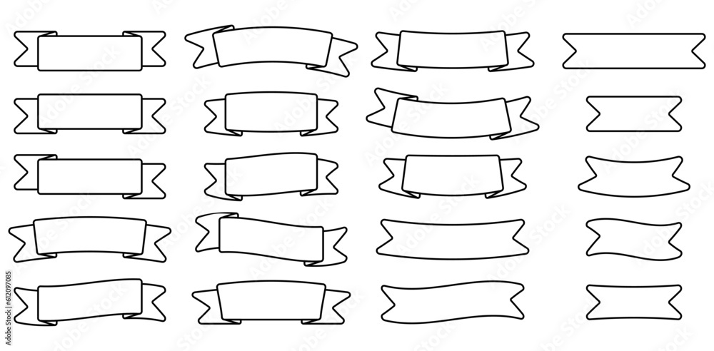 Line ribbons set. Banner ribbon symbol collection. Vector illustration ...