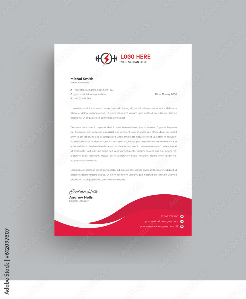 Abstract Fitness gym Business Style Letterhead Design Vector Template ...