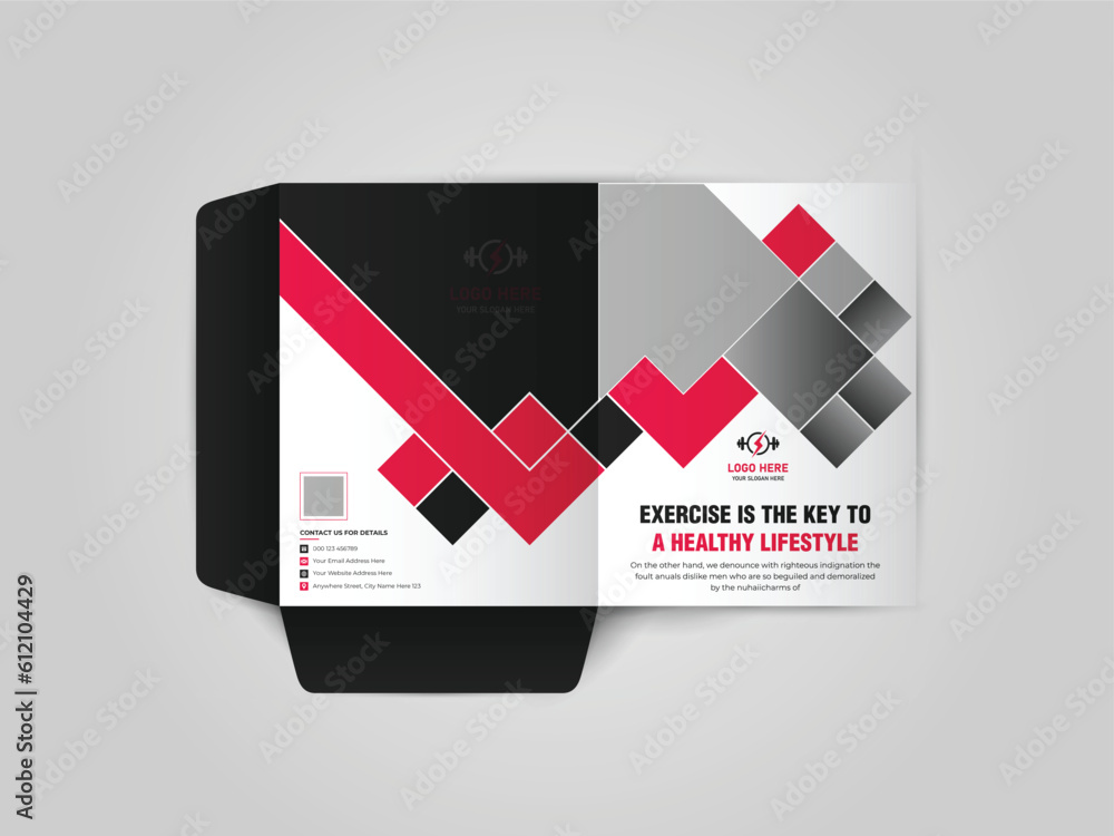 Fitness Gym Company Business folder for files, Professional elegant ...