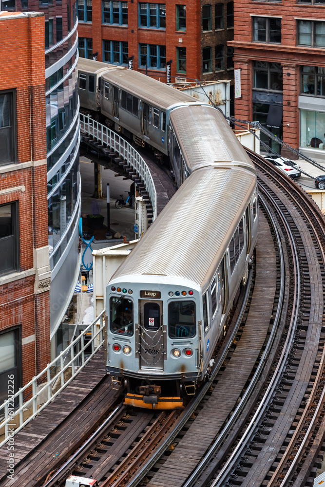 Chicago "L" Elevated Metro rapid rail transit train public transport ...