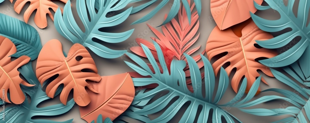 Summer plant paper cut background banner Stock Illustration | Adobe Stock