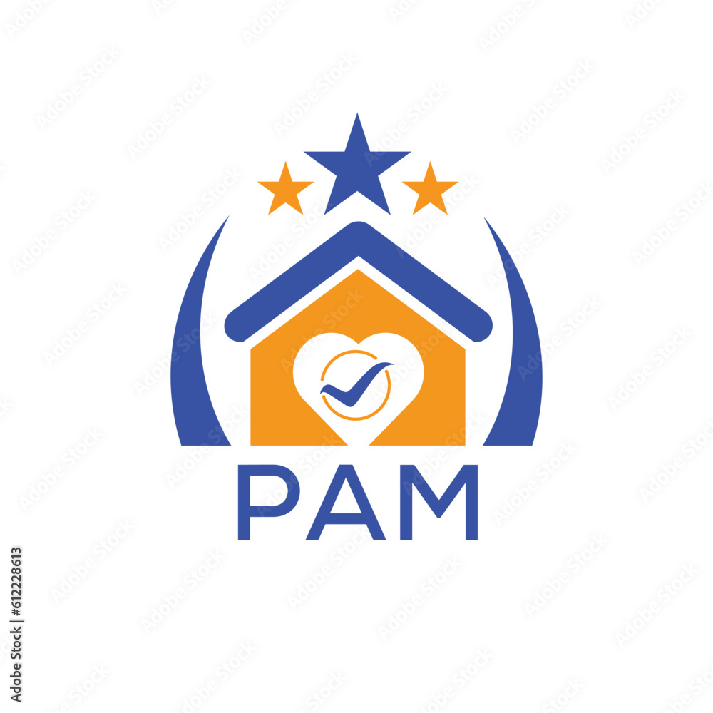 PAM House logo Letter logo and star icon. Blue vector image on white ...