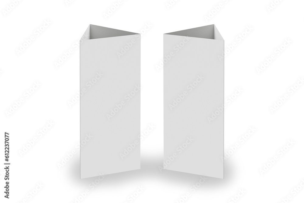 Blank paper vertical triangle cards on white background with shadows ...