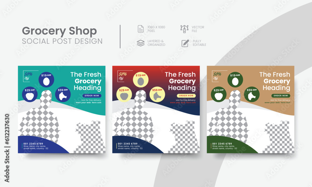Customizable grocery shop social media post for the supermarket ...