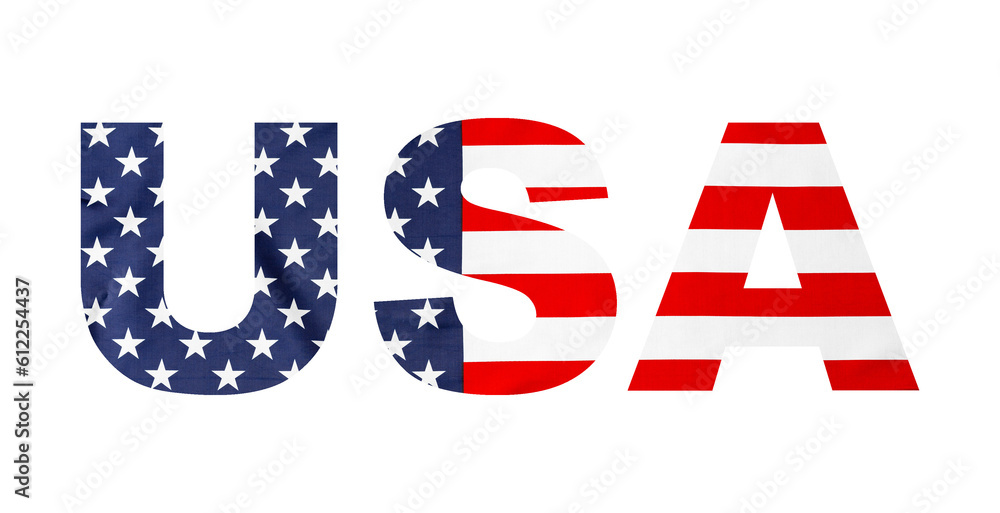 United States of America in text wrapped in USA flag on white ...
