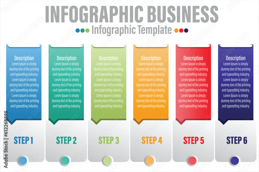 Timeline 6 Steps, six 6 option shape table chart elements with steps ...