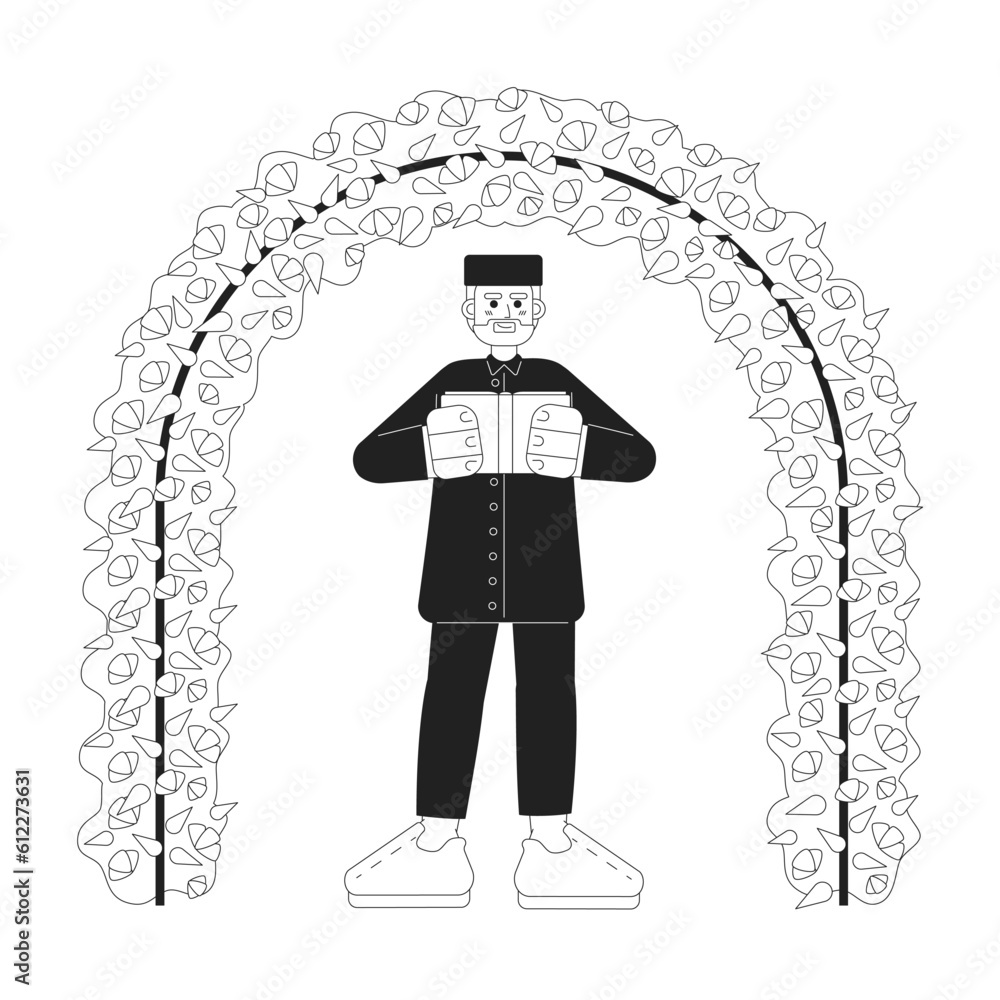 Nikah ceremony officiant monochrome concept vector spot illustration ...
