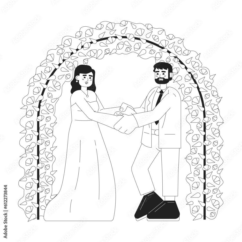 Commitment ceremony monochrome concept vector spot illustration ...