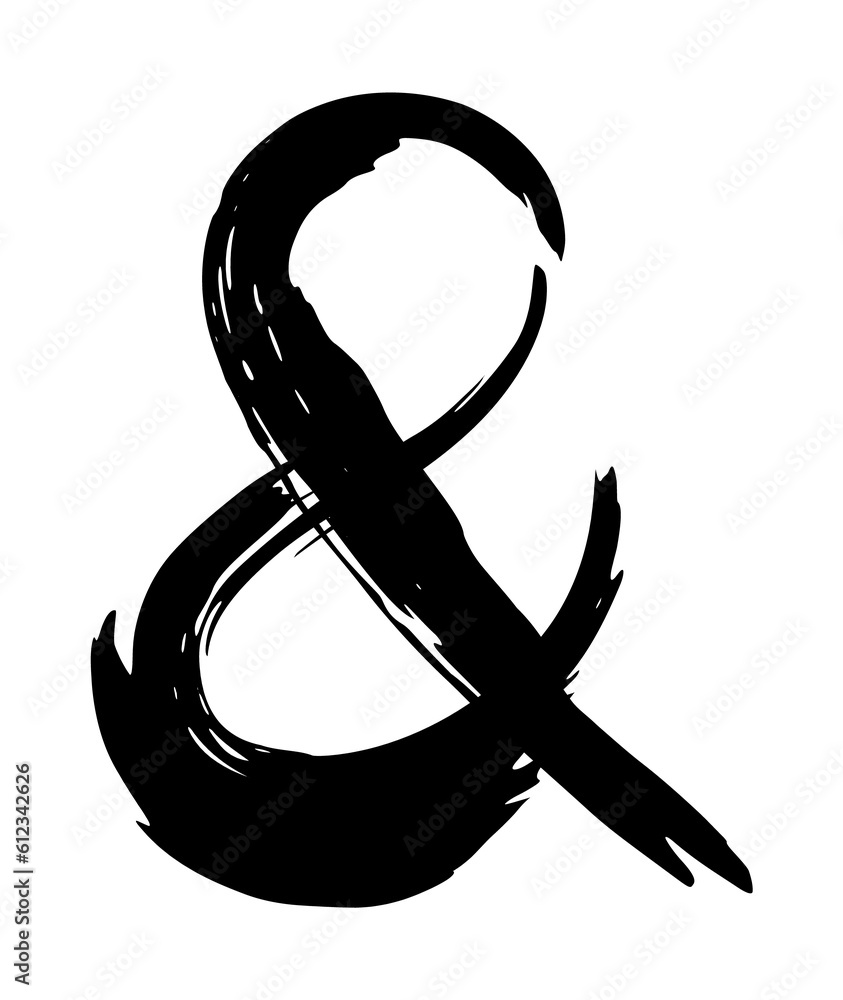Handdrawn ampersand symbol, hand painted with ink brush. Png clipart ...