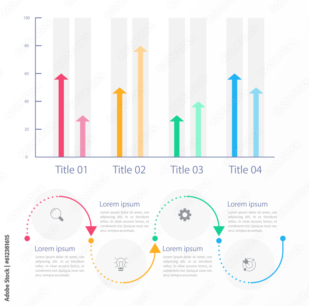 Multi-set bar infographic chart design template. Abstract infochart ...