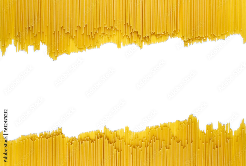 Raw spaghetti on a white isolated background. Background of dry ...