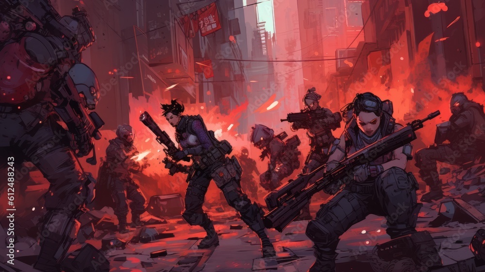 Group of rebels fighting against oppressive forces in a gritty ...