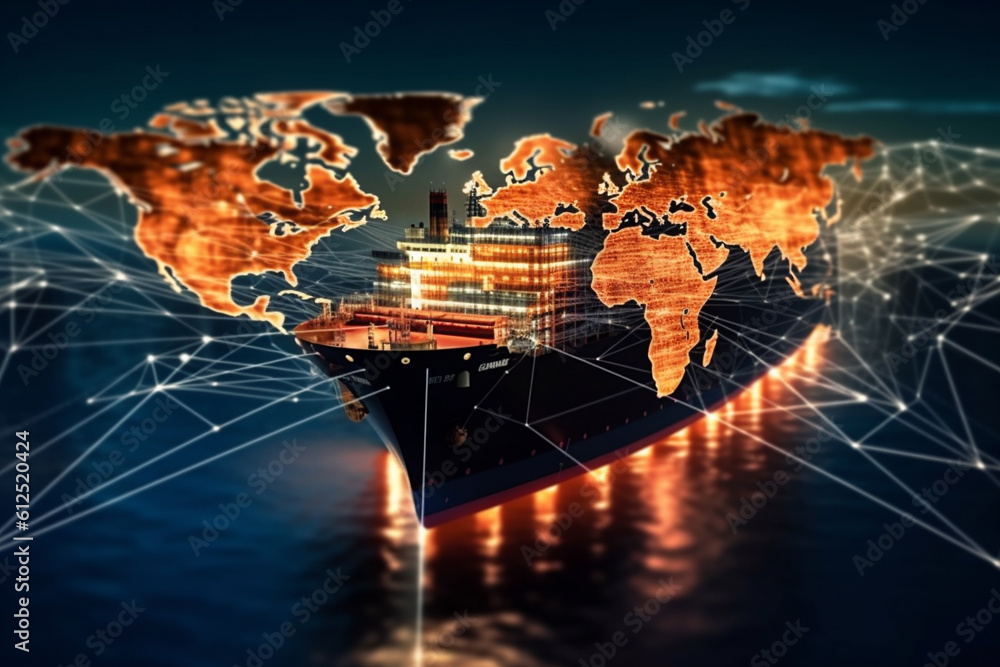 Ilustrace Global Logistics international delivery concept, World map ...