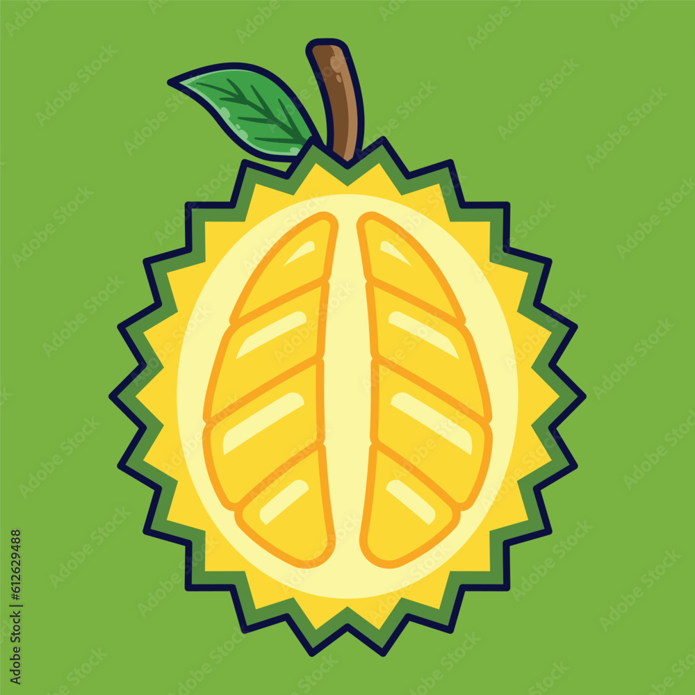 Durian Fruit Cartoon Vector Icon Illustration. Food Fruit Icon Concept ...