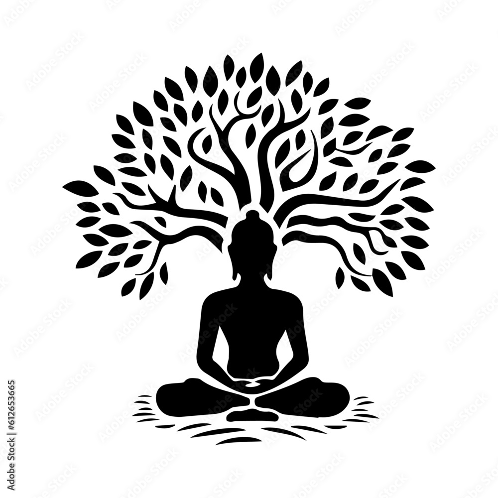 Yoga tree, tree of life, isolated on white background, vector ...